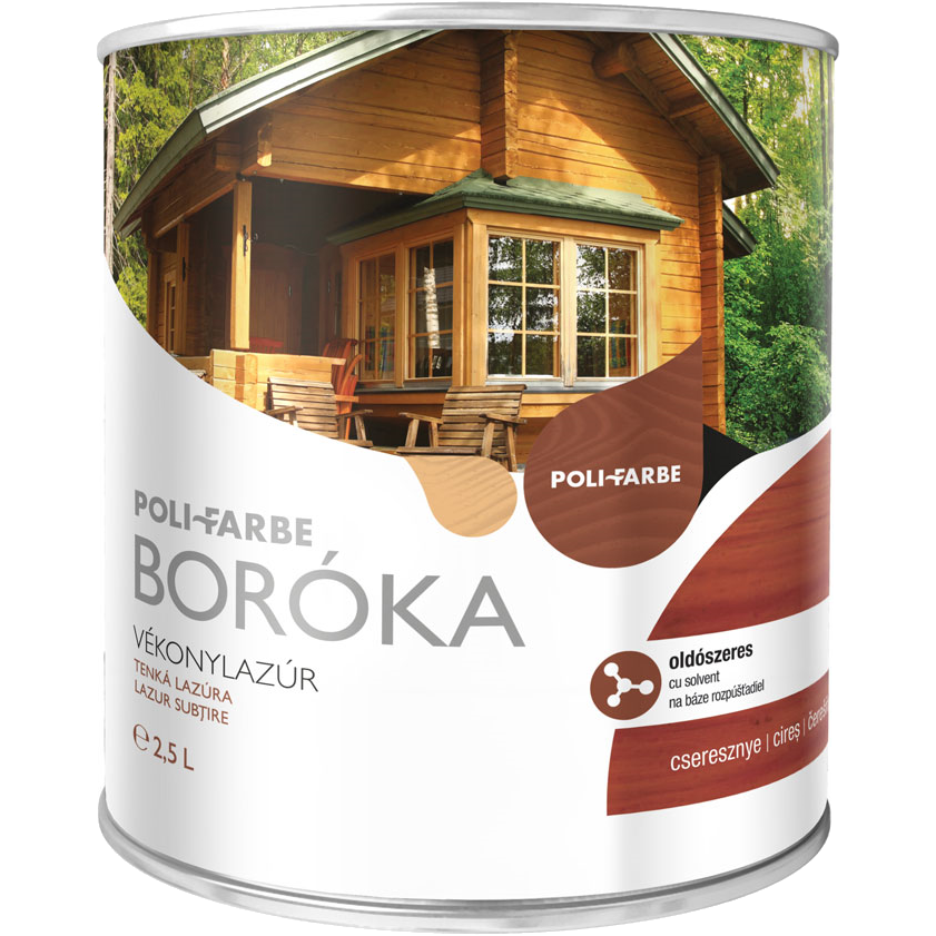 Poli-Farbe boróka oldószeres vékonylazúr 2,5l cseresznye - Lazúr