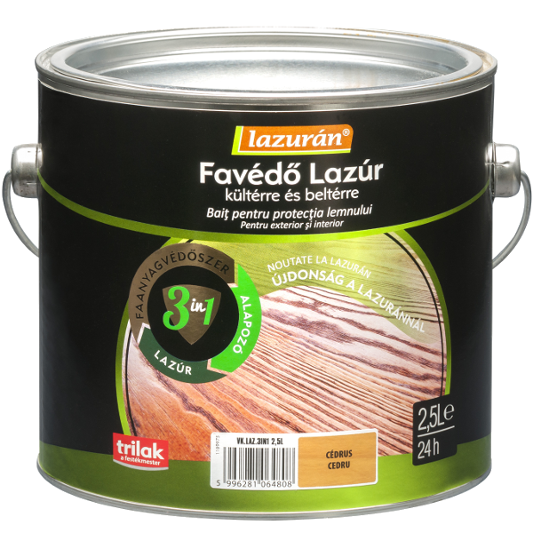 Lazurán favédő lazúr 3in1 színtelen 2.5 l - Lazúr - Festék,