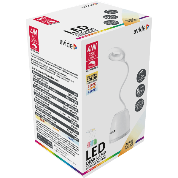 ASZTALI LÁMPA AVIDE LED 4W FEHÉR, TOLLTARTÓS - Asztali lámpa