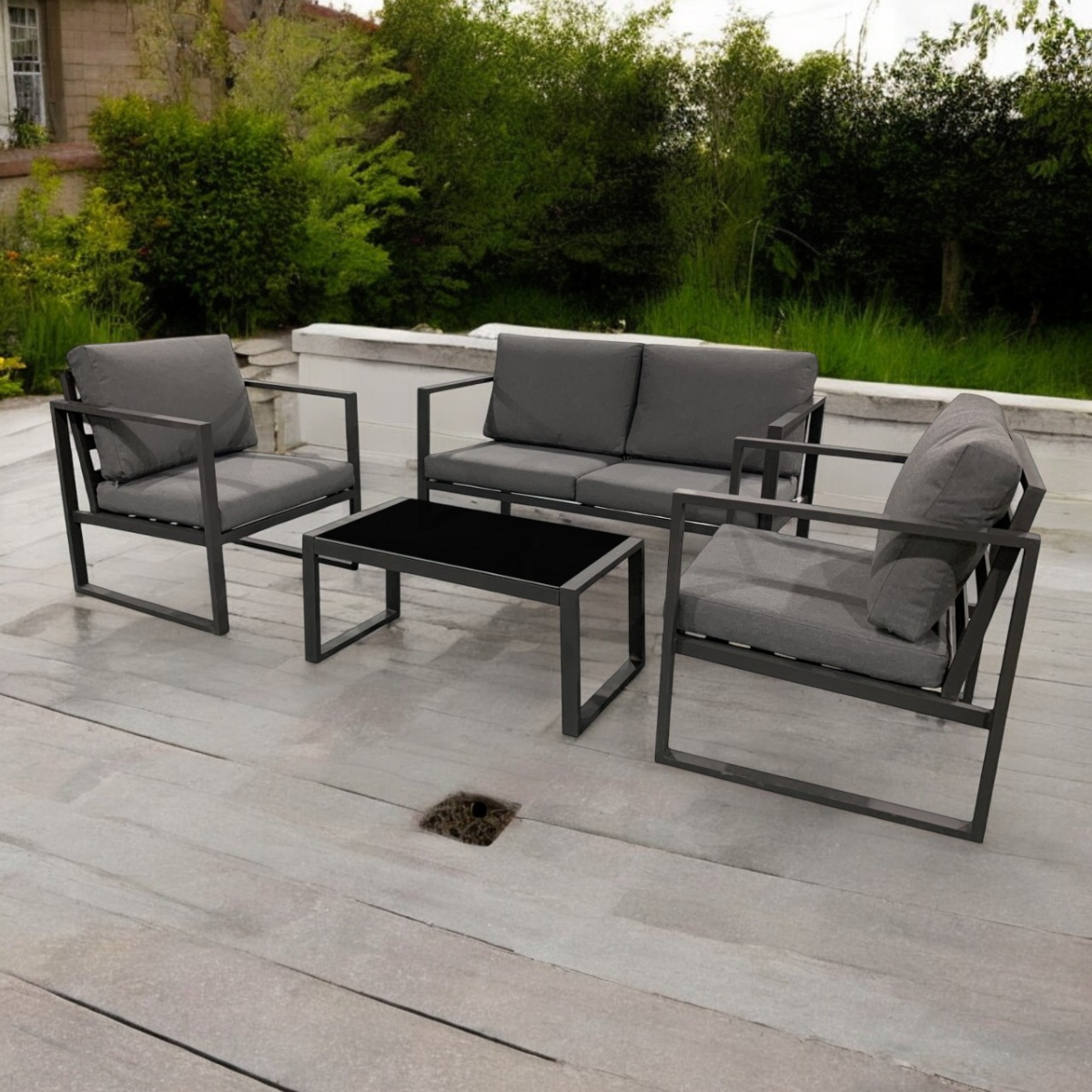 Praktiker 4 részes alumínium szürke kerti bútor szett - Fém