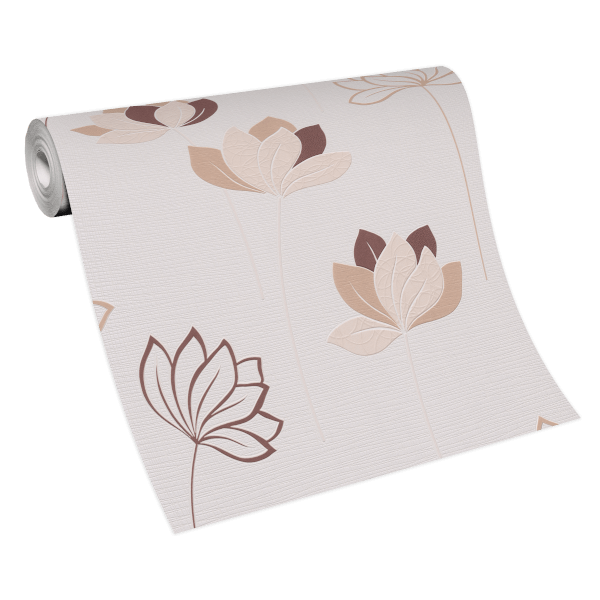 VIRÁG MINTÁS TAPÉTA, BEIGE-BARNA - Tapéta - Festék, tapéta,