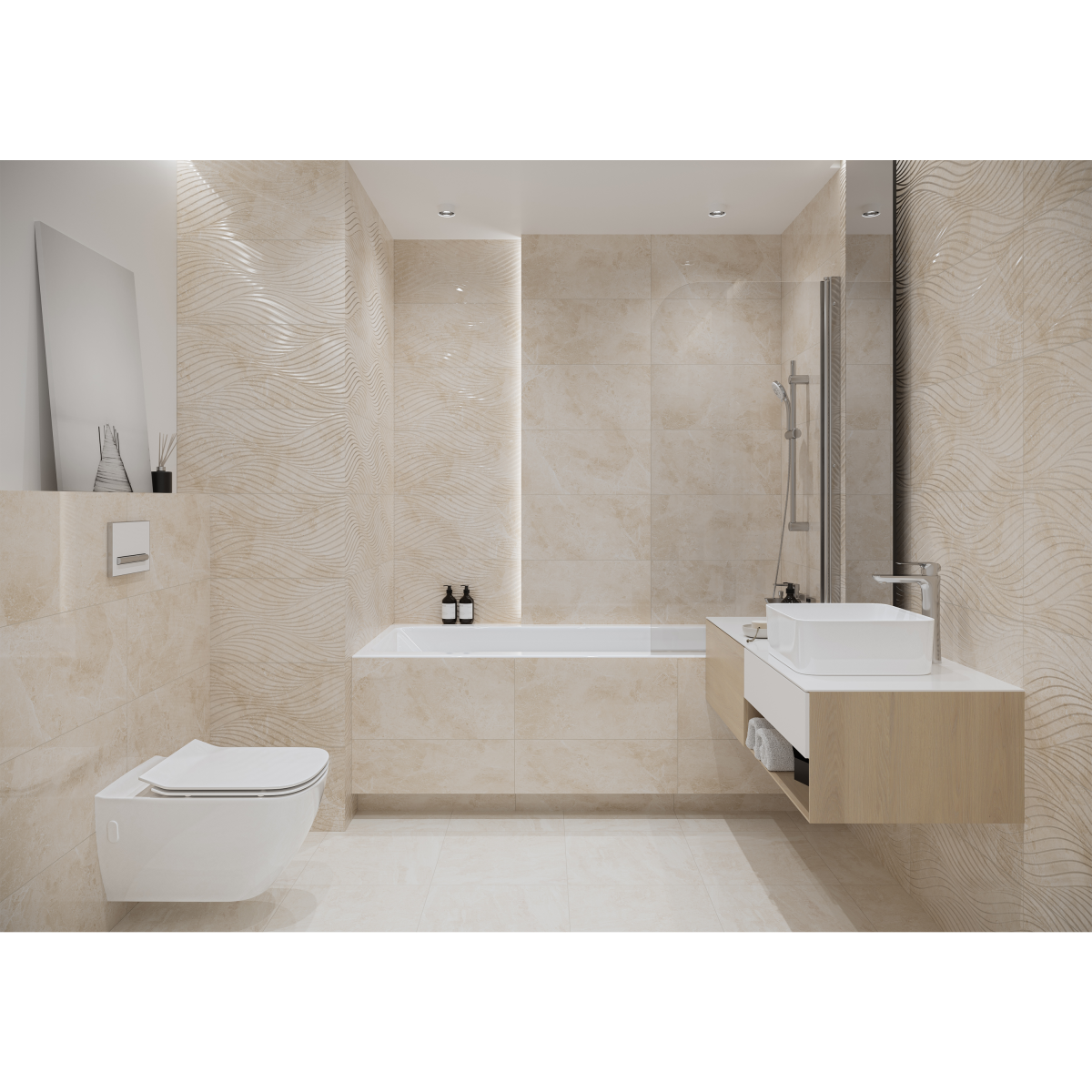 Cersanit north 29,7x60cm bézs fényes fali csempe - Falicsempe