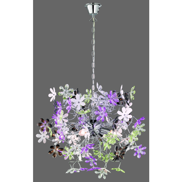 FLOWER FÜGGŐLÁMPA 4XE14 MAX.40W IP20 MULTIKOLOR-KRÓM - Csillár