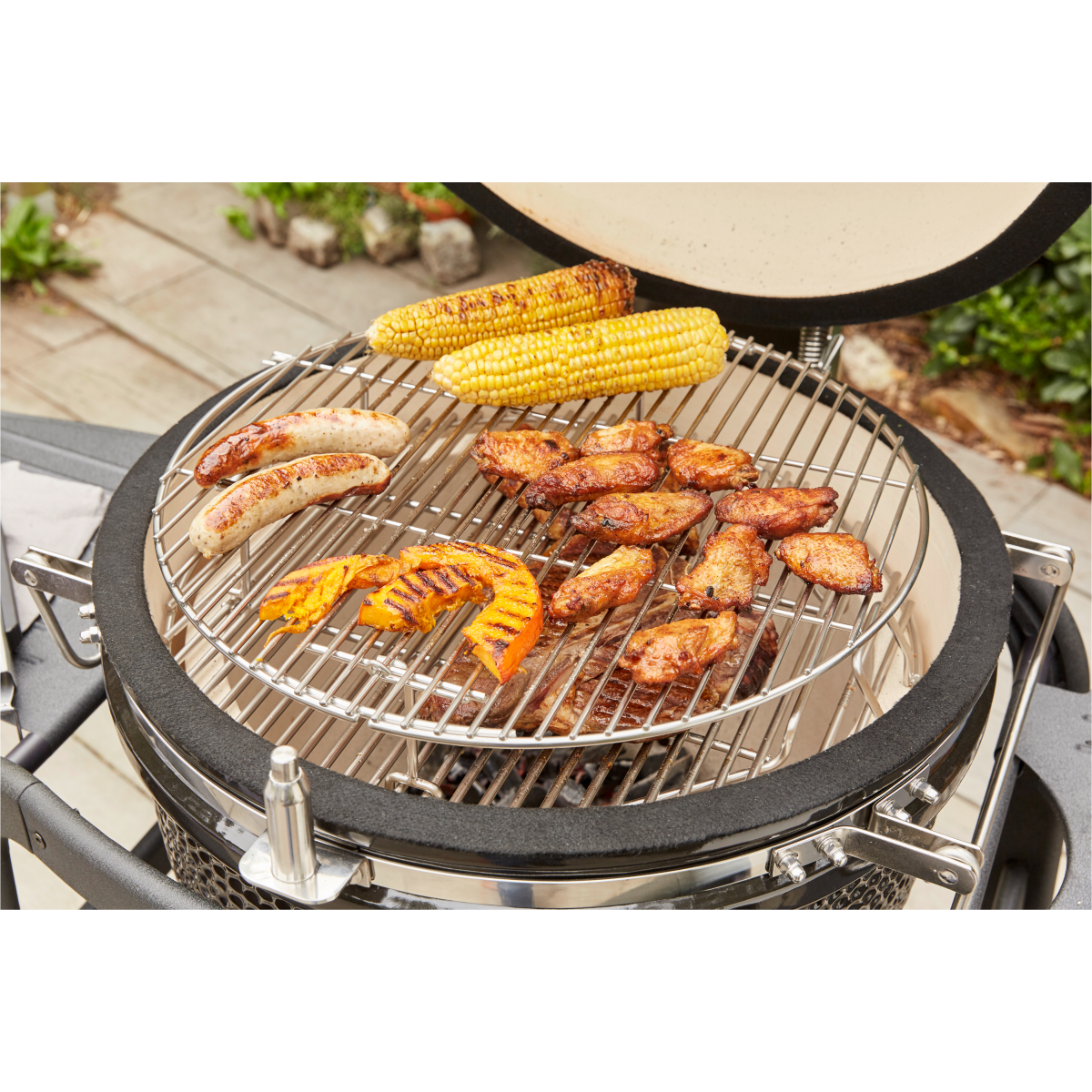 Landmann kerámia grill kamado+deflektor lap 49,5cm átmérő 15kw