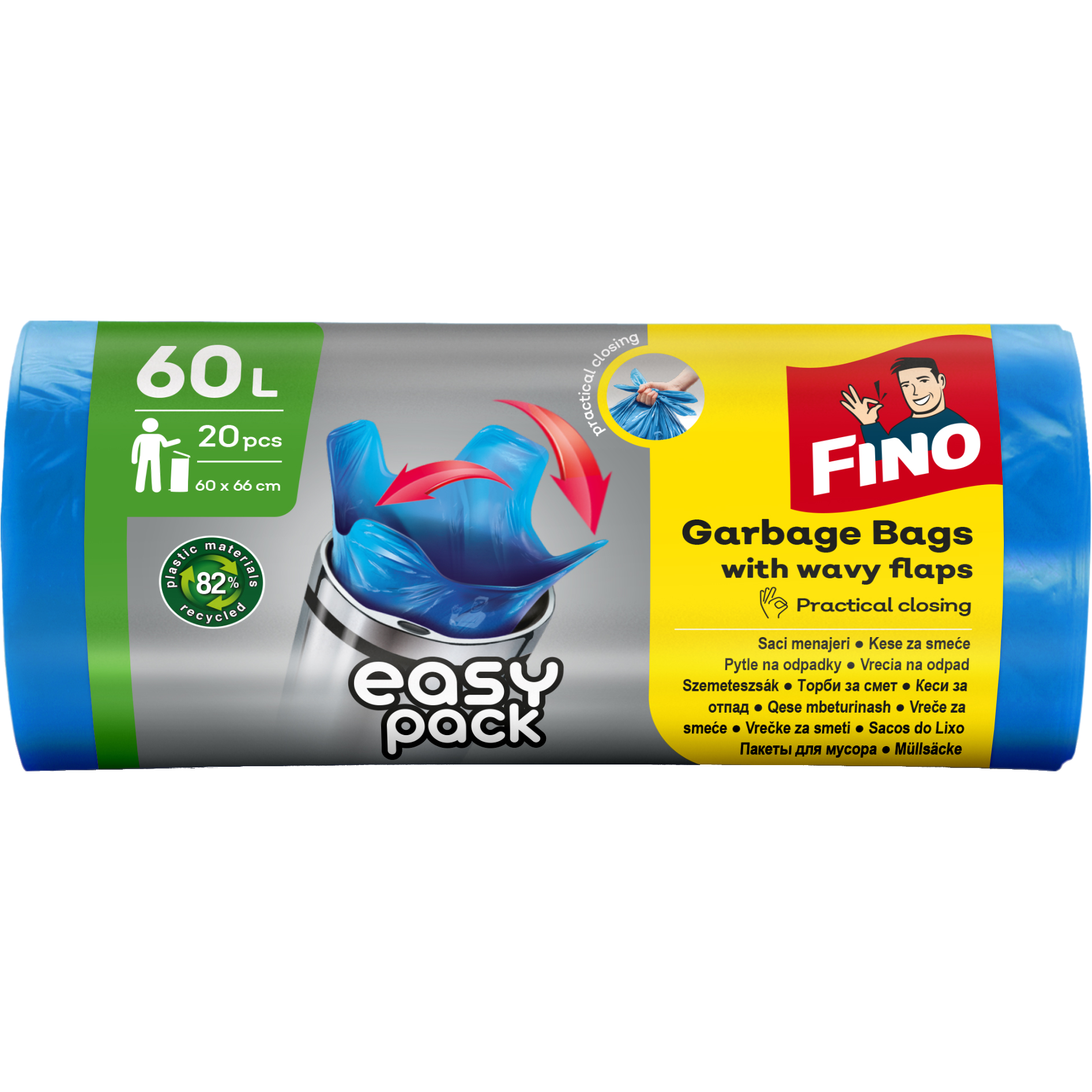 FINO szemeteszsák easy pack 60l/20db - Zacskó, fólia,