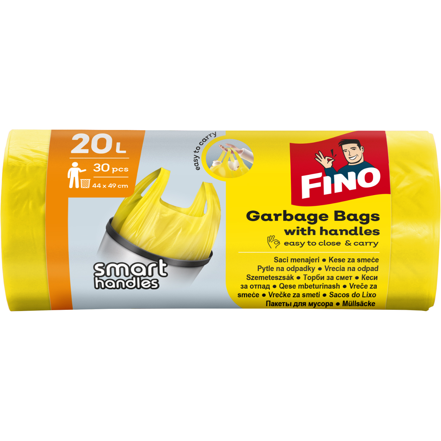 FINO SZEMETESZSÁK SMART HANDLES 20L/30DB - Zacskó, fólia,