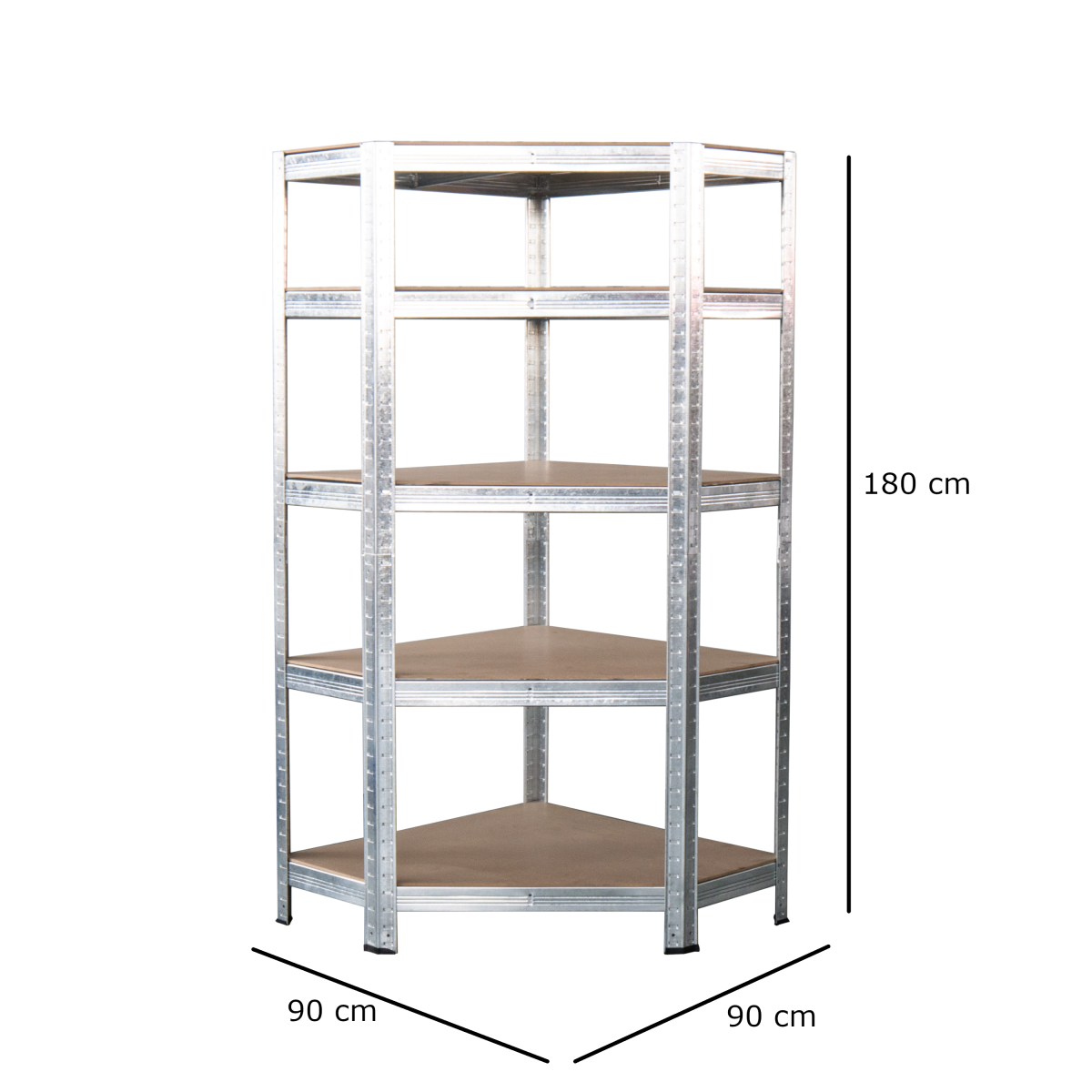 STANDard design fém sarokpolc 5 fa polccal horganyzott 180x90x45cm,