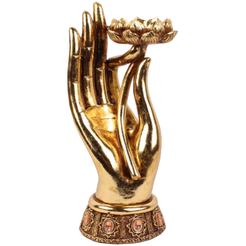 ART GALÉRIA LÓTUSZ KÉZ SZOBOR 27X11X9CM, ARANX SZÍNŰ, MŰANYAG