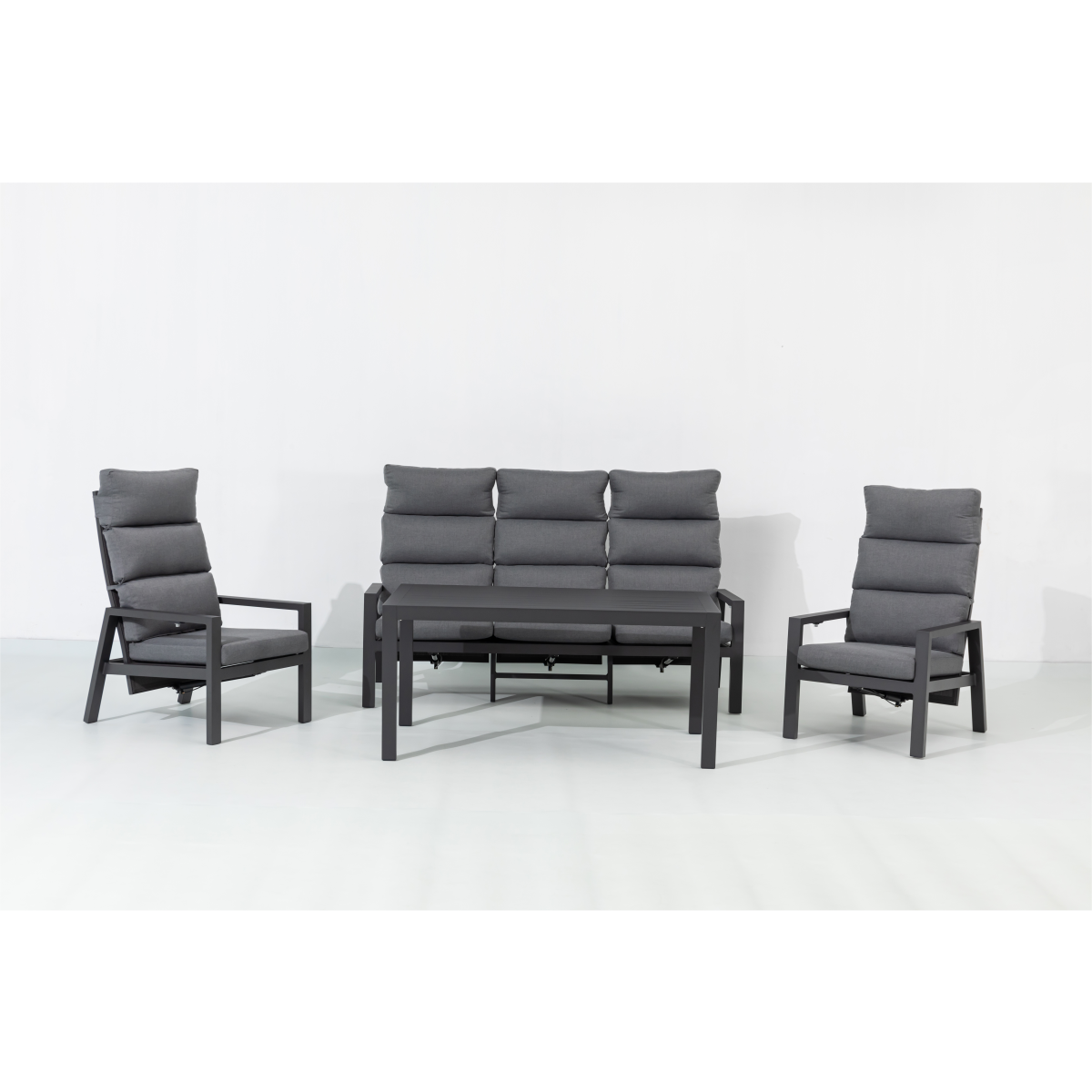 Praktiker 5 személyes alumínium párnás kerti bútor szett - Fém