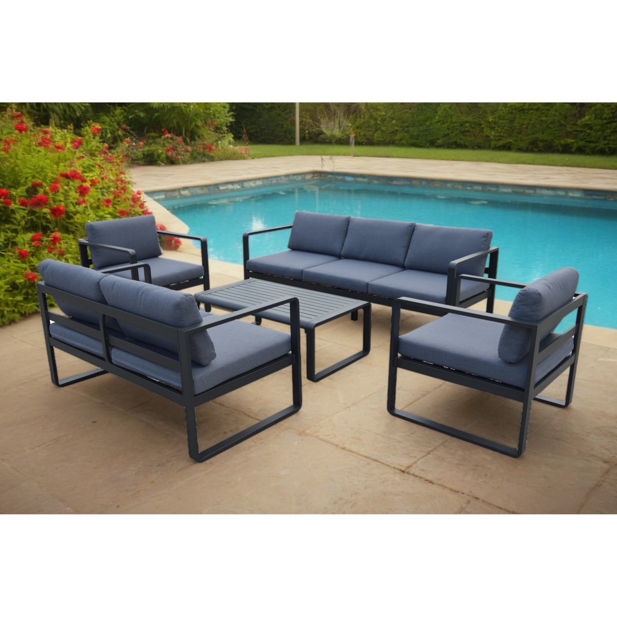 7 személyes alumínium kerti bútor szett - Fém kerti bútor