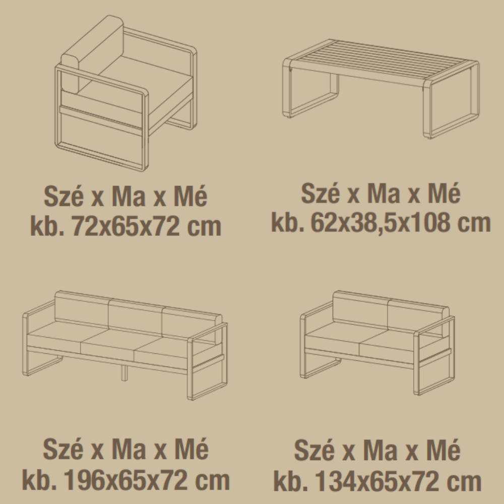 7 személyes alumínium kerti bútor szett - Fém kerti bútor